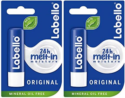 LABELLO Lip Balm, Moisturising Lip Care, Original with Shea Butter, 2x4 ...