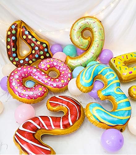 40 Inch Funny Donut Number 9 Party Balloons Foil Number Balloon for ...