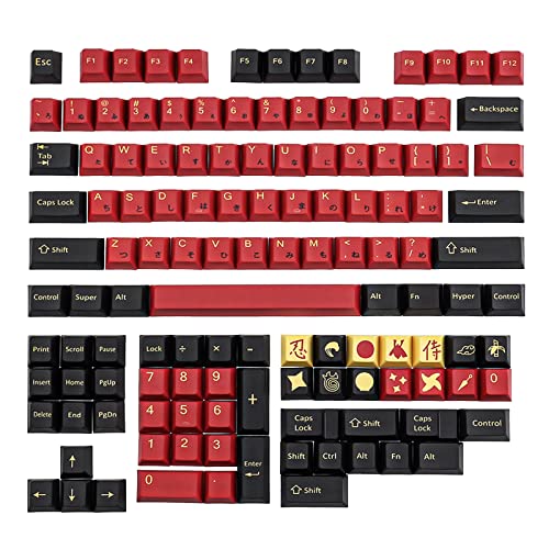 Doubleshot PBT Keycaps 128 Keys Red Samurai keycaps Thick Cherry ...