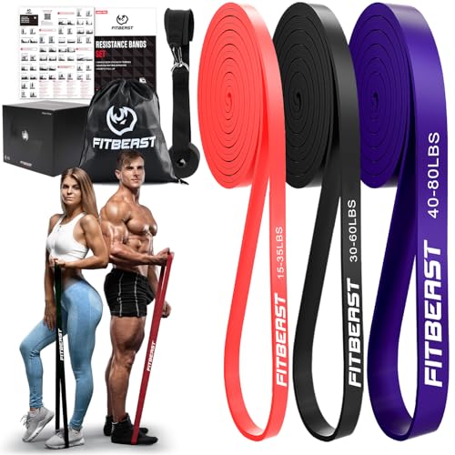 FitBeast Resistance Bands Set, 3 Different Levels, Pull Up Assist Bands ...