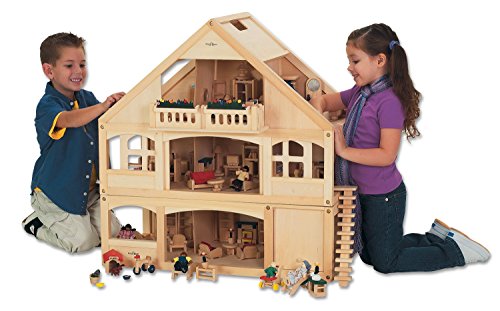 Small World Toys Ryan's Room Classic Wooden Dollhouse with 6 - Want It All