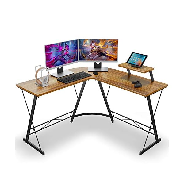 Cheap L-Shaped Corner Desk in Sandalwood • Poppyeh.com