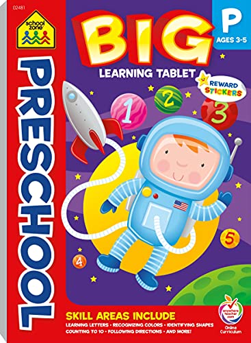School Zone - Preschool Big Learning Tablet Workbook - 240 Pages, Ages ...
