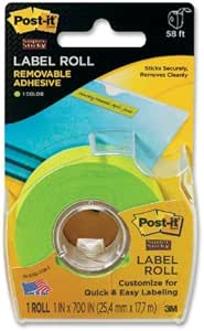 Amazon.com : Post-it Super Sticky Removeable Label Roll, 1 x 700 Inches ...