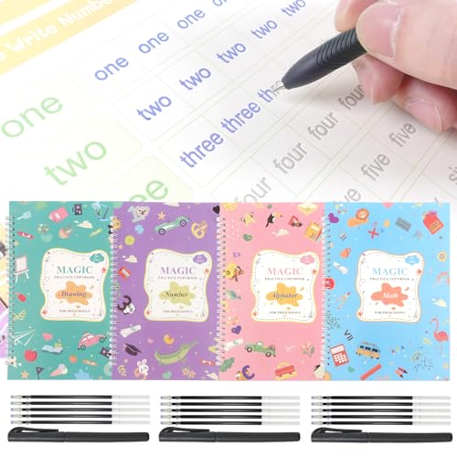 YAMMI Montessori Reusable Large Handwriting Practice, 4 Pack Writing ...