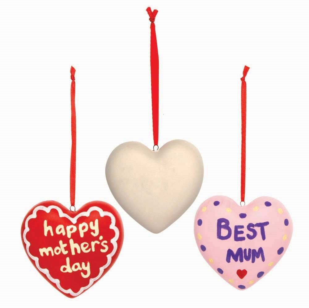 Baker Ross AX683 Heart Baubles – Pack of 4, Design our own Ceramic Arts ...