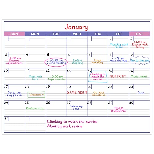 Large Dry Erase Calendar for Wall - Undated 1 Month Wall Calendar, 50 ...