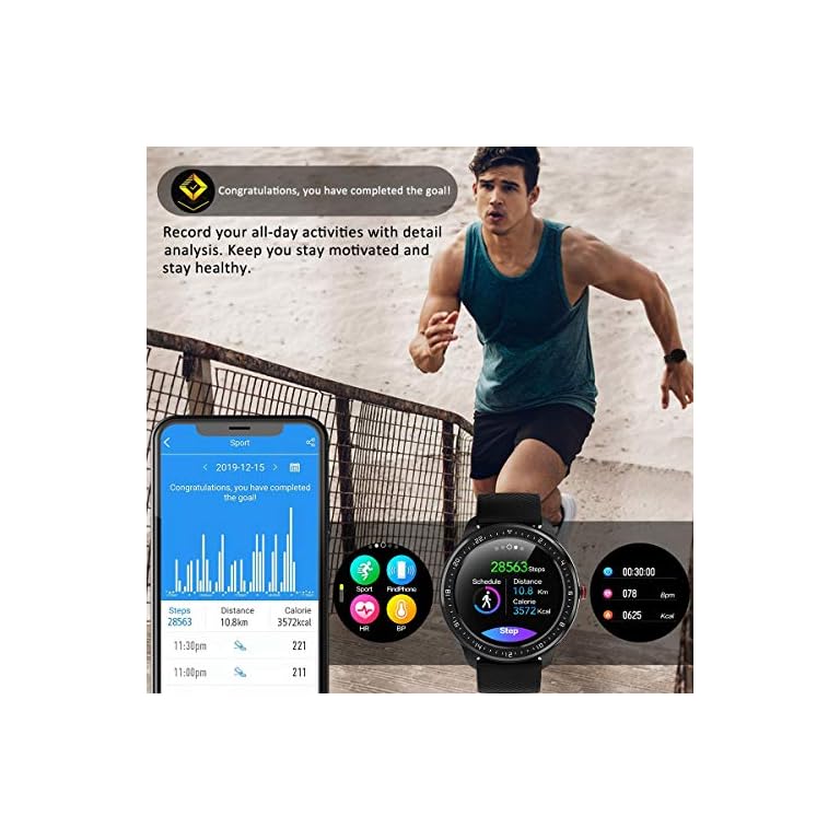 DoSmarter Fitness Watch, 1.3" Touchscreen Smart Watch with Heart Rate ...