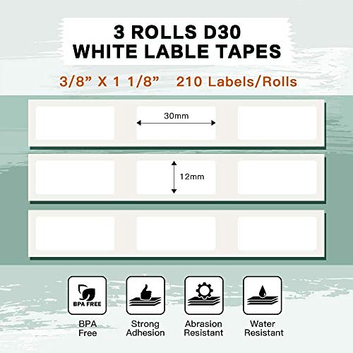 Phomemo D30 Labels, 3/8"*1 1/8"(12mm*30mm) self-Adhesive Thermal ...