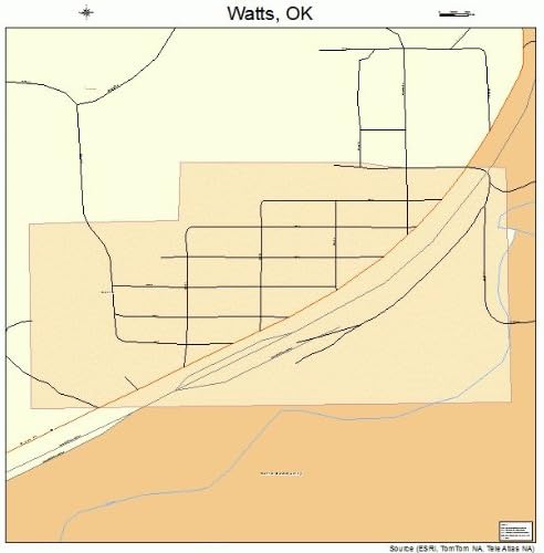 Amazon.com: Large Street & Road Map of Watts, Oklahoma OK - Printed ...