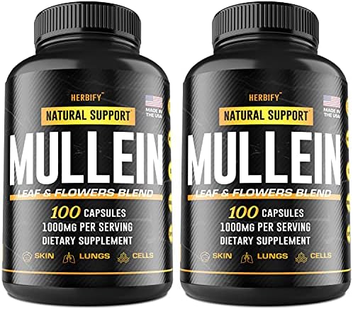 Mullein Leaf Capsules 1000mg, Mullein Lung Complex (Verbascum Thapsus ...