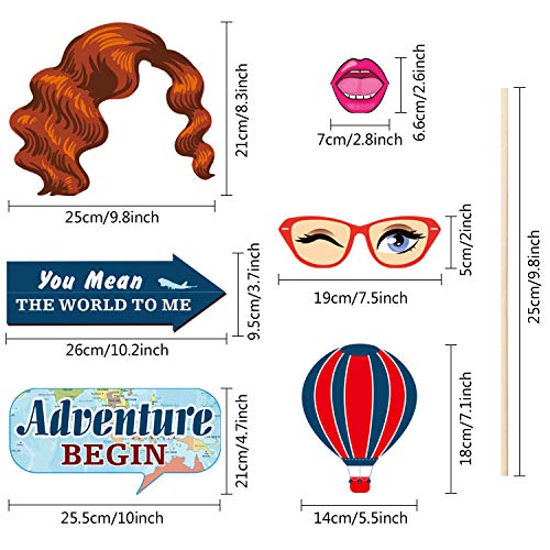 25 Pieces Travel Themed Photo Booth Props Kit Adventure Begin Party ...