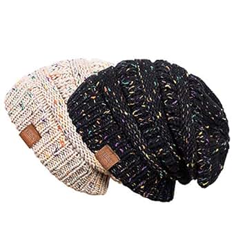 REDESS Slouchy Beanie Hat for Men and Women 2 Pack Winter Warm Chunky ...