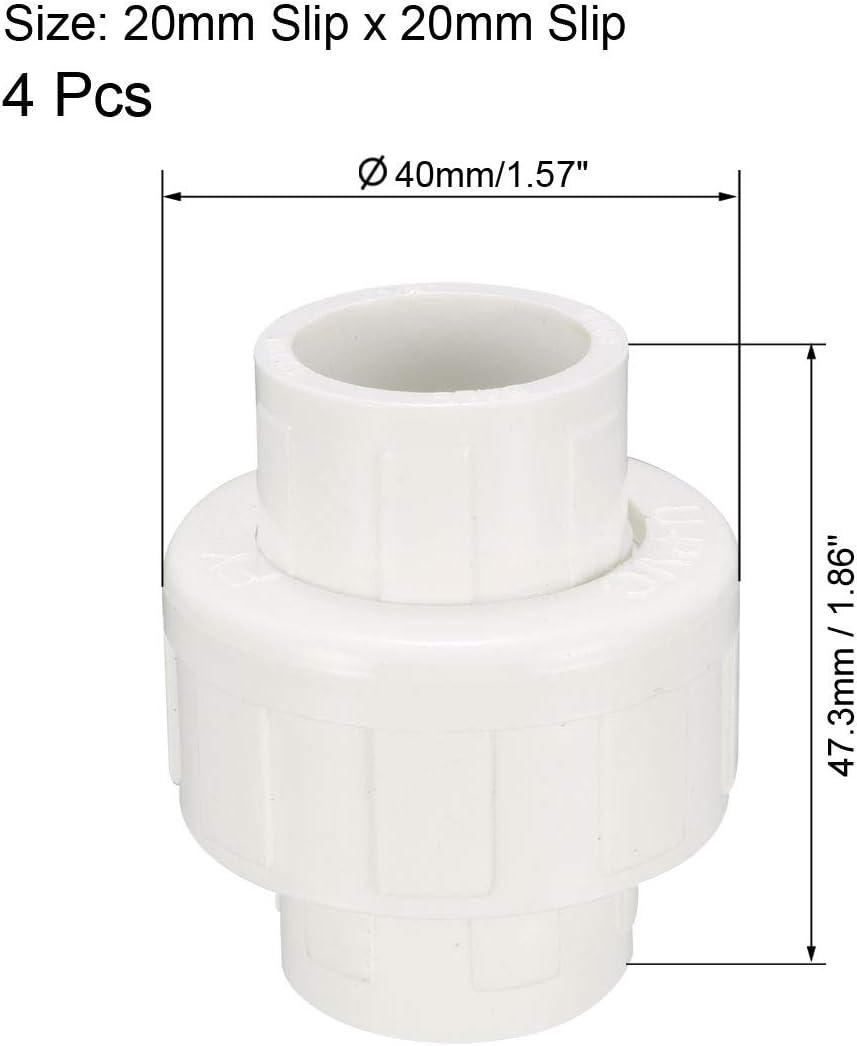 sourcing map 20mm Slip x 20mm Slip PVC Pipe Fitting Union Solvent ...