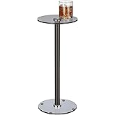Amazon.com: mDesign Glass Top Side/End Drink Table - Small Modern Round ...