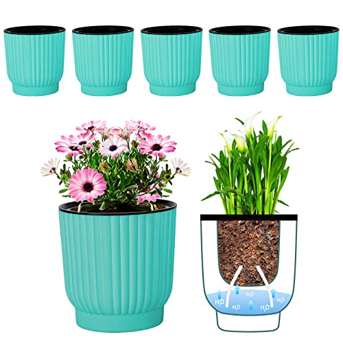 VIVOSUN 6-Pack Self-Watering Plastic Pots for Indoor Plants - Diameter ...