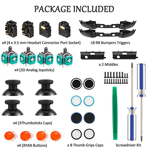 31 Pieces Replacement Game Controller Kit, Thumbsticks Grips Cap ...