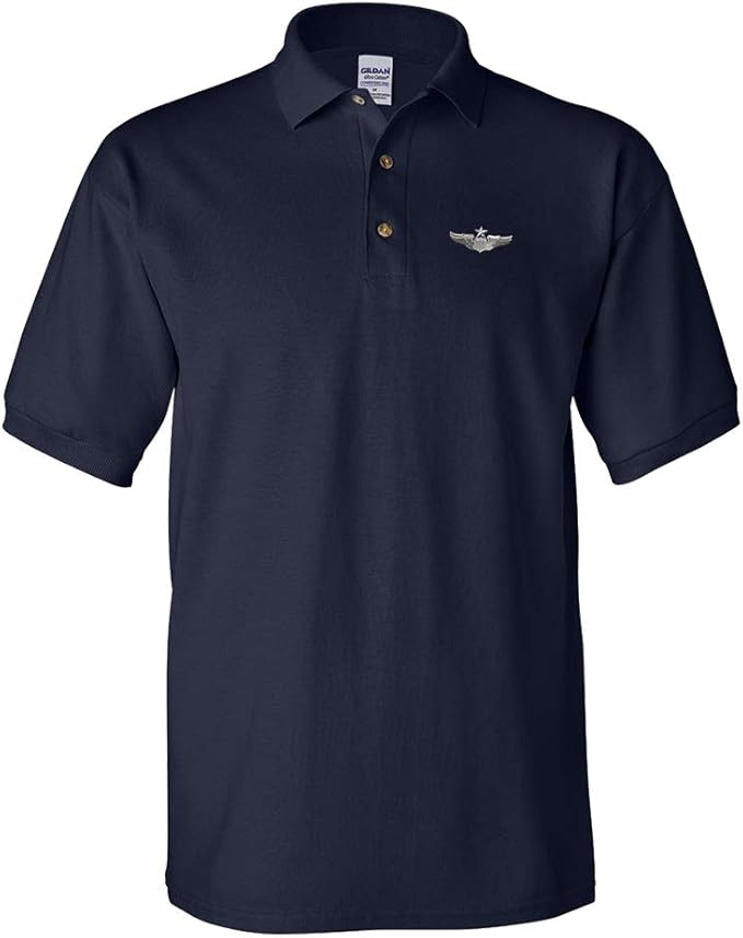 Amazon.com: Custom Polo Shirt Senior Pilot Embroidery Design Cotton ...