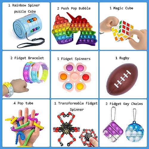 (70 Pack) GONGYIHONG Sensory Fidget Toys Pack, Party Favors Gifts for Kids, Classroom Prizes ...