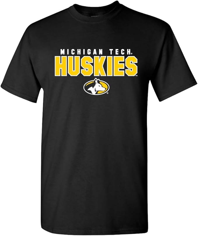 Amazon.com: CreateMyTee | Michigan Tech Huskies Big Two Color T-Shirt ...