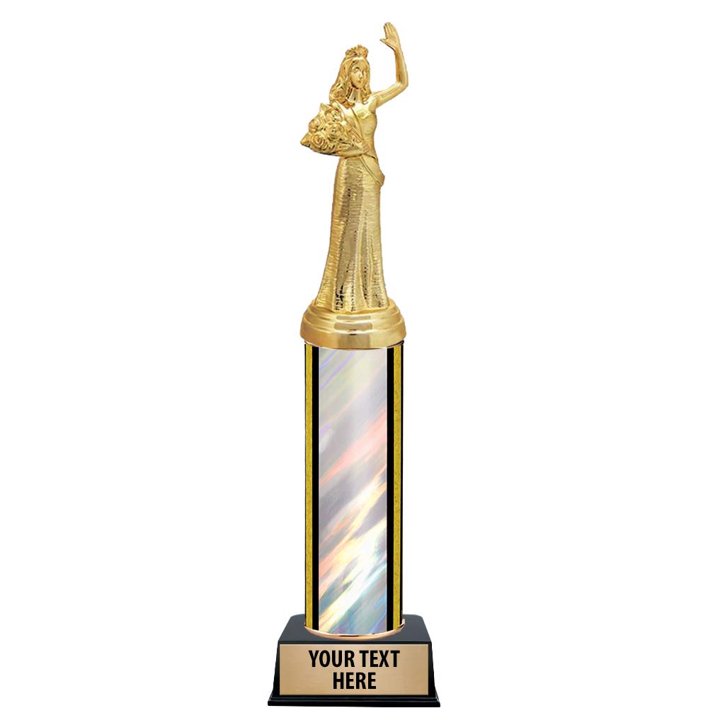 Amazon.com : 11" Beauty Queen Trophies - Beauty Queen Waiving Silver ...