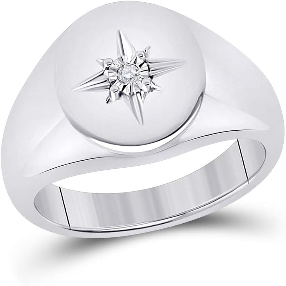 Amazon.com: 925 Sterling Silver Womens Star Shaped Diamond Ring 0.03 ...