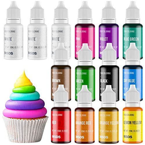 14 Food Coloring Set, Nomeca Liquid Vibrant Food Color Tasteless Food ...