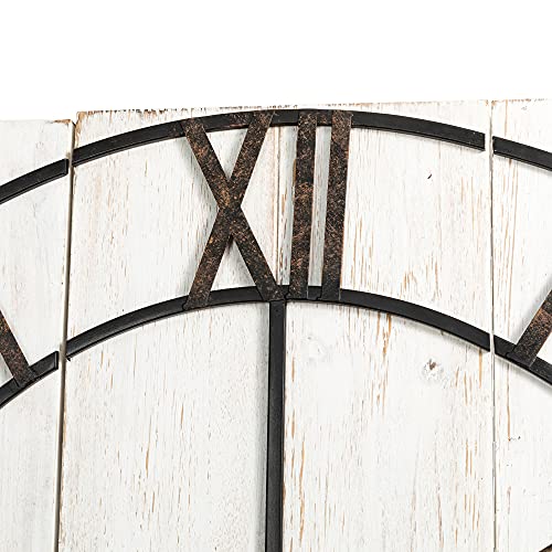 glitzhome 32" Large Wall Clock Farmhouse Black White Wall Clocks with ...