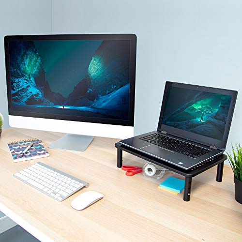 MOUNT-IT! Height Adjustable Single Monitor Riser | Metal Mesh Computer ...