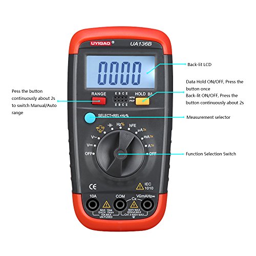 Buy UA136B Auto Ranging Digital Multimeter with Backlit LCD Multi ...