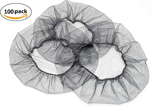 100 Pack Black Nylon Hairnets 28" size. Disposable black hairnets ...