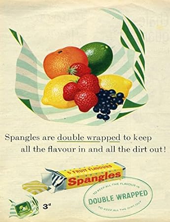 S4332 SPANGLES 5 FRUIT FLAVOURS SWEETS RETRO FINE WALL ART NOSTALGIC ...