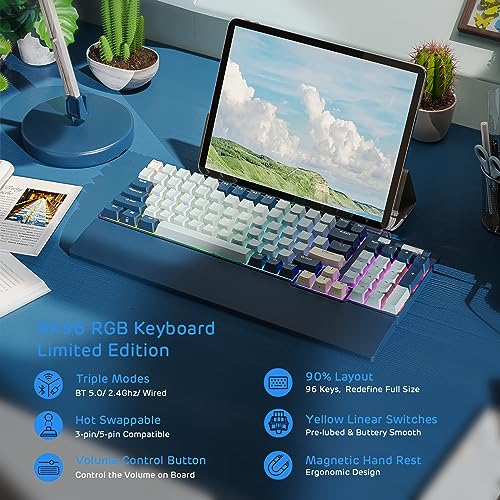 RK ROYAL KLUDGE RK96 RGB Limited Ed, 90% 96 Keys Wireless Triple Mode ...