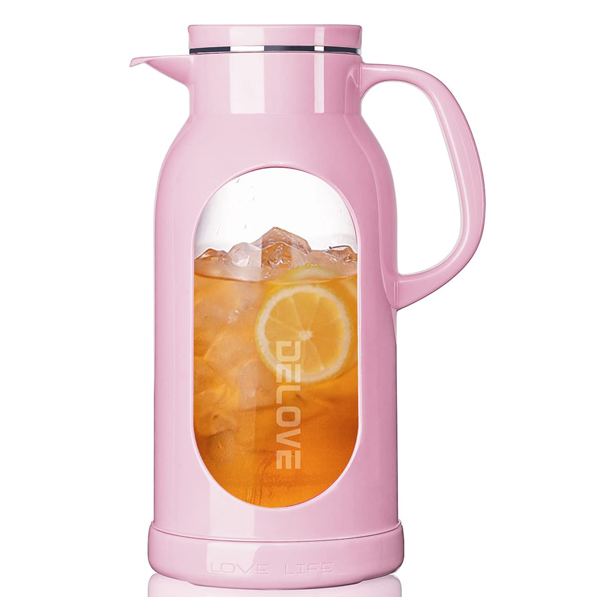 Delove 68 oz/2 Liter Glass Pitcher with Shatterproof Shell - Heat ...
