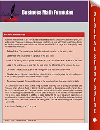 Amazon.com: Business Math Formulas (Business Mathematics and Statistics ...