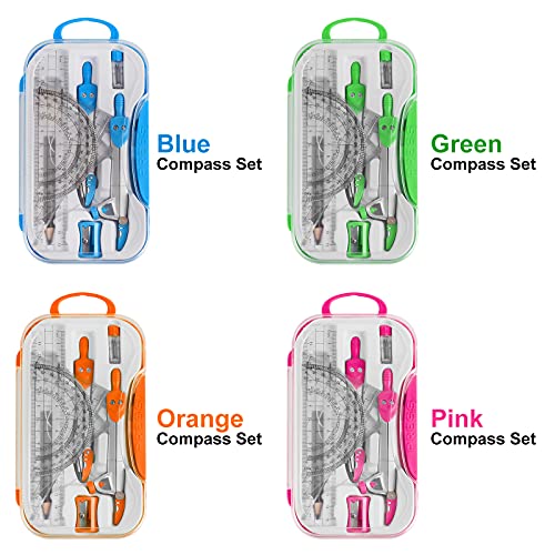 Geometry Kit, ZOOZE 10-Piece Math Tool Kit with Compasses, Protractor ...