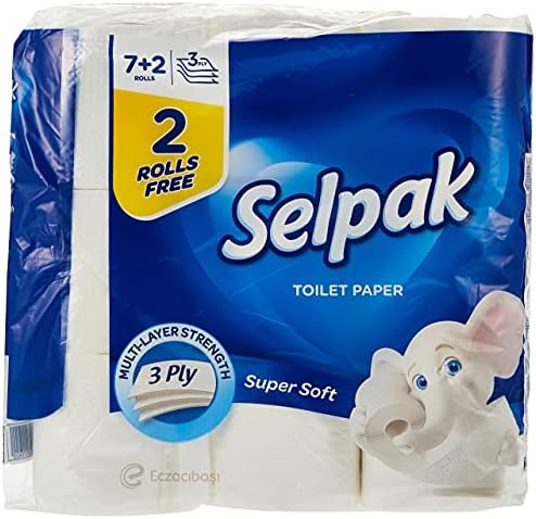 Selpak Super Soft Toilet Paper 140 Sheets x 3 Ply, Pack of 9 Rolls ...