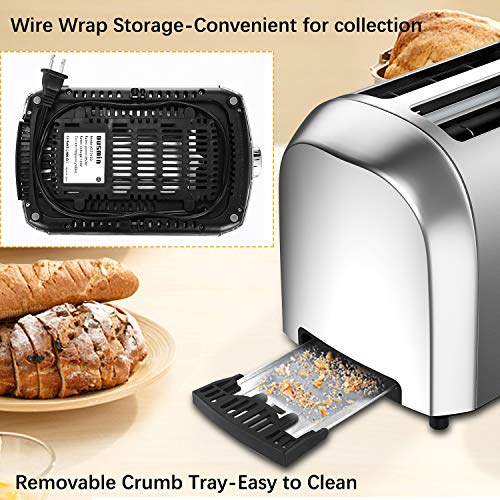 2 Slice Toaster LED Timer Display, OUSMIN 7 Shade Settings Stainless ...