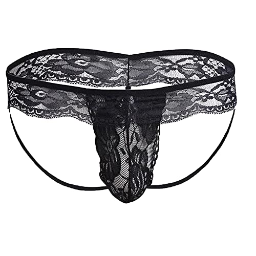 Generic Men's Lace See Through G-String Mesh Thongs Floral G-Strings ...