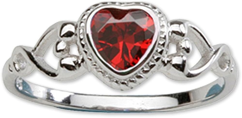 Amazon.com: Sterling Silver Simulated CZ Birthstone Baby Ring with ...