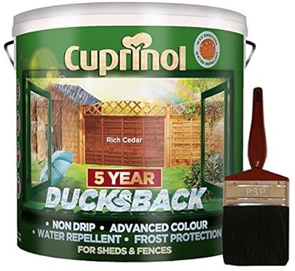 New 2018 Cuprinol Ducksback Shed & Fence Paint 9 Litre Rich Cedar. Non ...