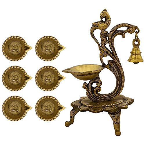 Buy Divya Mantra Indian Diwali Oil Lamp Pooja Diya Brass Light Puja ...