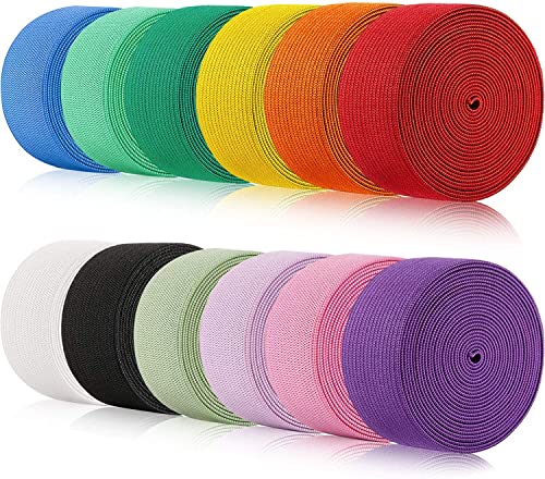 WILLBOND 12 Rolls Colorful Elastic Band Folding Elastic Cord Heavy Duty ...