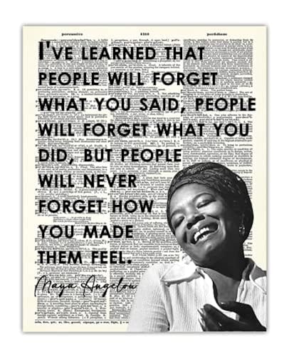 8x10 Maya Angelou Poster:"People Will Forget What You Said ...