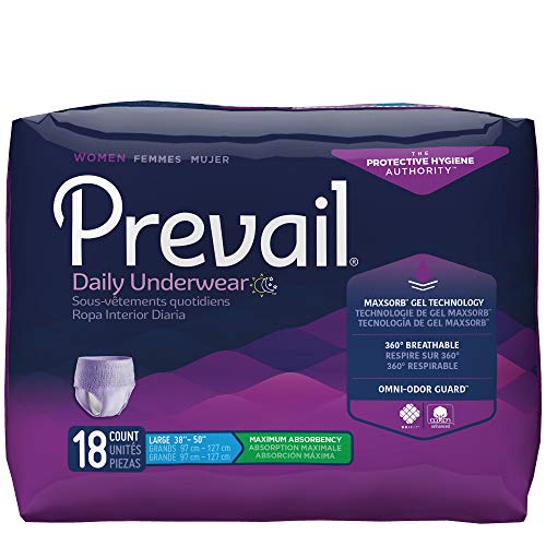 Prevail Maximum Absorbency Incontinence Underwear for Women, Large, 18 ...