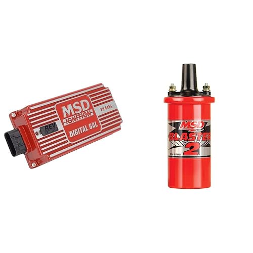 MSD Ignition 6425 6AL Ignition Control Box, Red + MSD 8202 Blaster 2 Hi ...