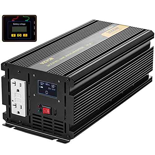 VEVOR Power Inverter, 3000W Modified Sine Wave Inverter, DC 12V to AC ...