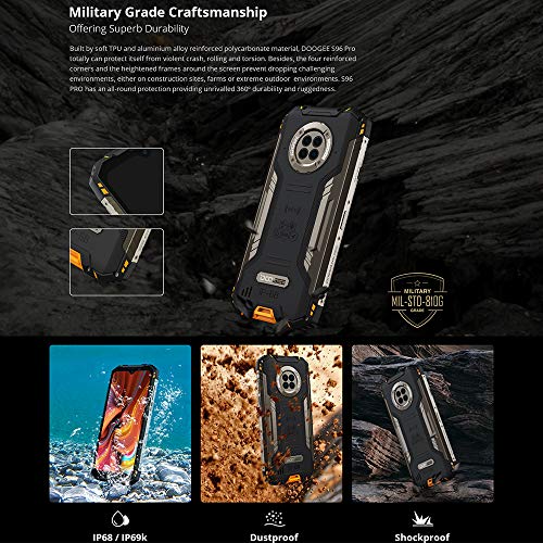 DOOGEE S96 Pro Rugged Phone Unlocked Android 10 MTK G90 Octa-core 8GB + 128GB Waterproof Phone ...