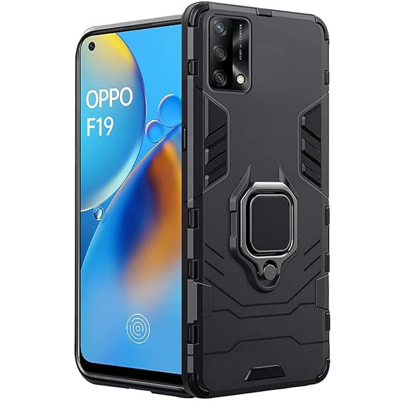 TheGiftKart Tough Armor Oppo F19 Bumper Back Case Cover | Ring Holder ...
