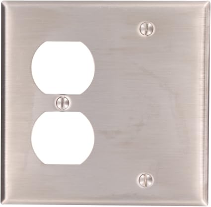 Leviton 84008-40 2-Gang 1-Duplex 1-Blank Device Combination Wallplate ...